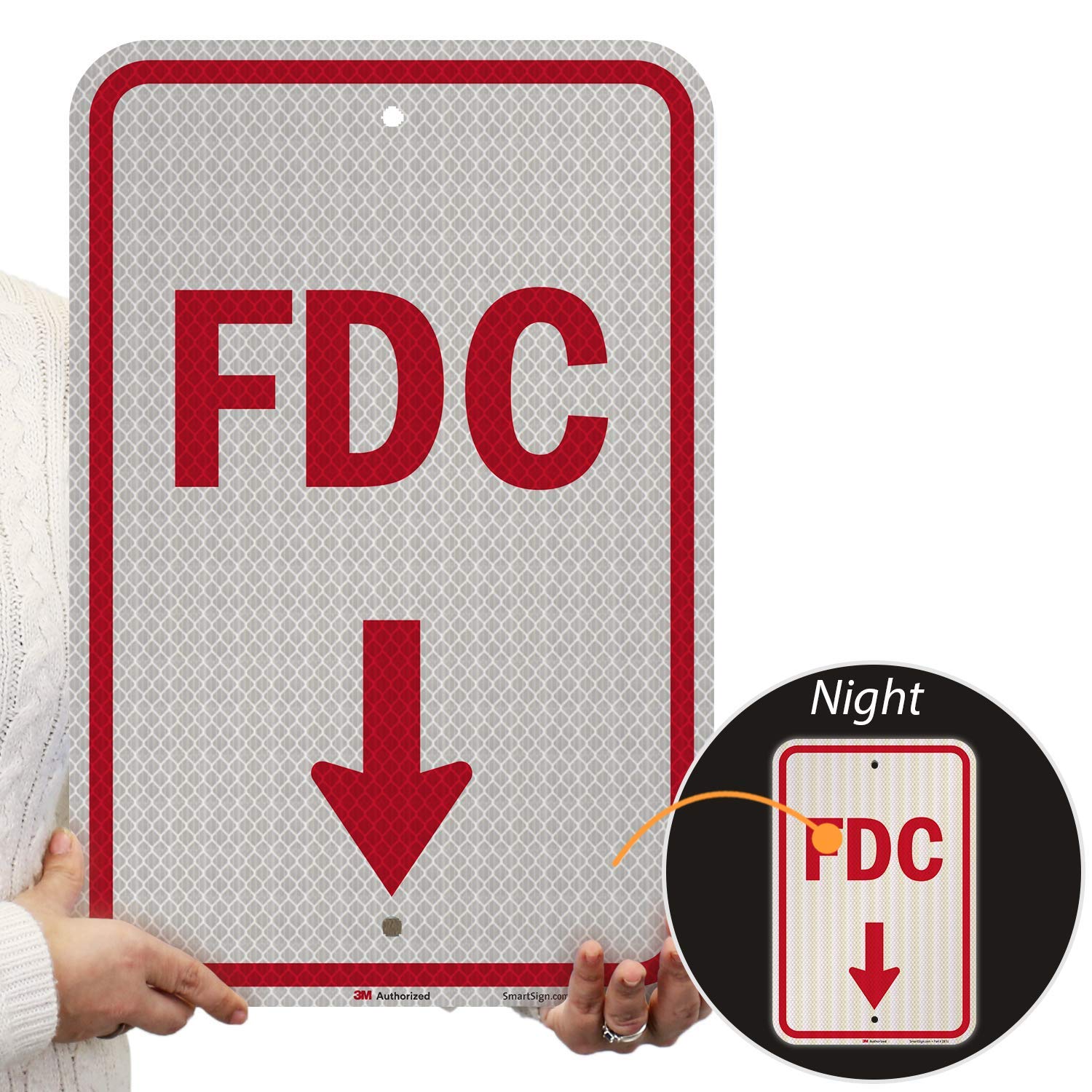 Amazon.com: SmartSign "FDC" Sign with Down Arrow | 12" x 18" 3M High ...