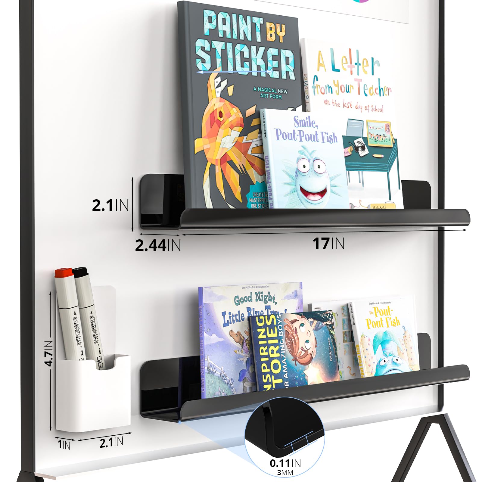 Snapklik.com : FUCDTEFC Magnetic Book Shelf, 2 Pcs Acrylic Magnetic ...