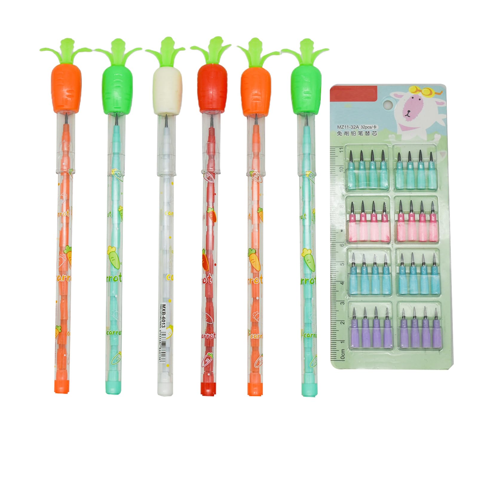 Amazon.com : Lopenle 12 Pieces Novelty Stacking Pencils Carrot Pencils ...