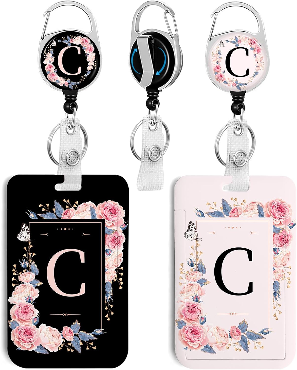 Amazon.com : 2 Pack A-Z Letter ID Badge Holder with Clip Badge Reels ...