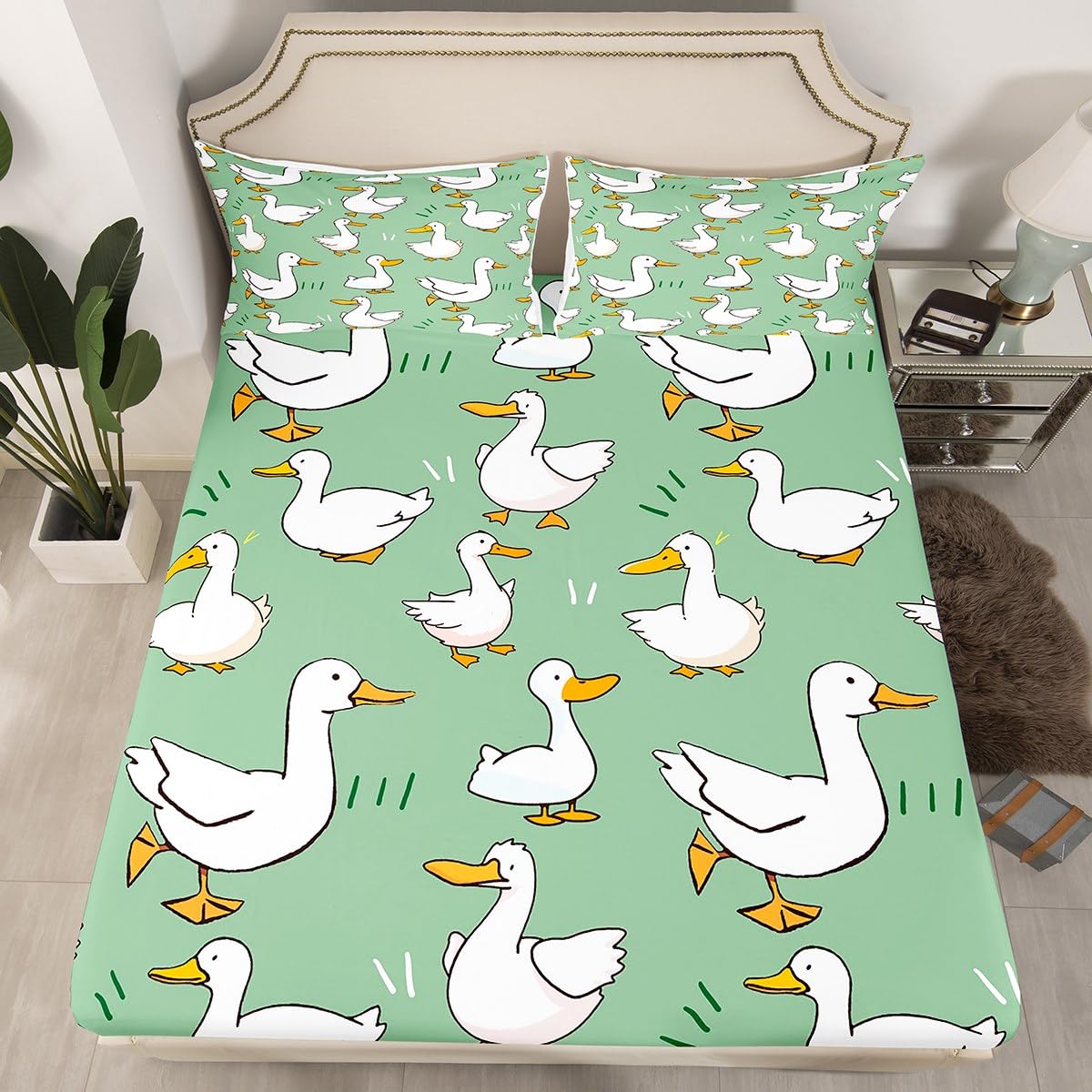 Amazon.com - Homewish Cartoon Duck Fitted Sheet Twin Size,Cute ...