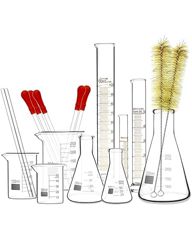 QWORK Lab Glassware Set, Quality Borosilicate Glass Beaker Flask ...