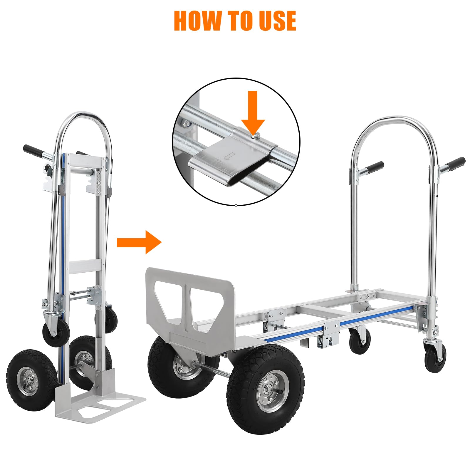 Snapklik.com : EuKer 2 In 1 Hand Truck Dolly Foldable, 770 Lbs Capacity ...