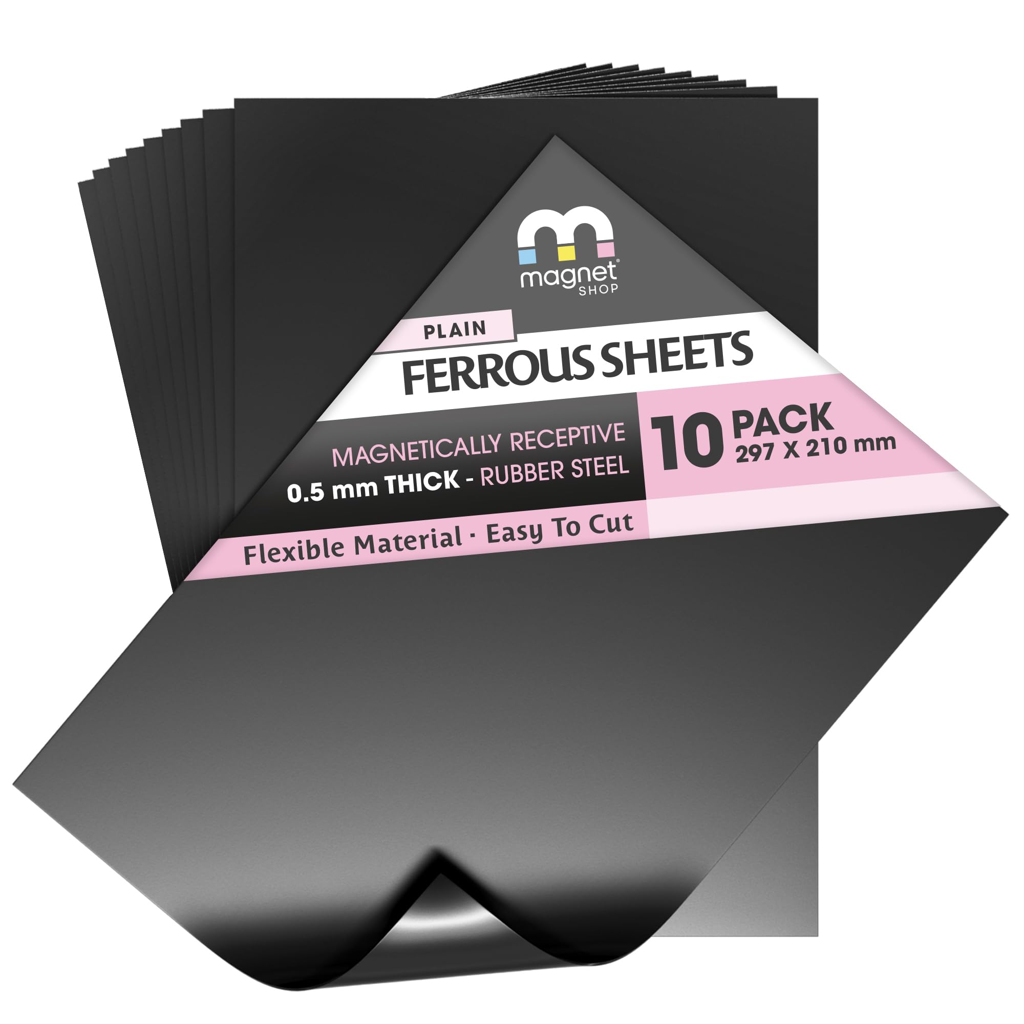 A4 Plain 0.5mm Rubber Steel Ferrous Sheet (10 Sheets of Magnetically ...