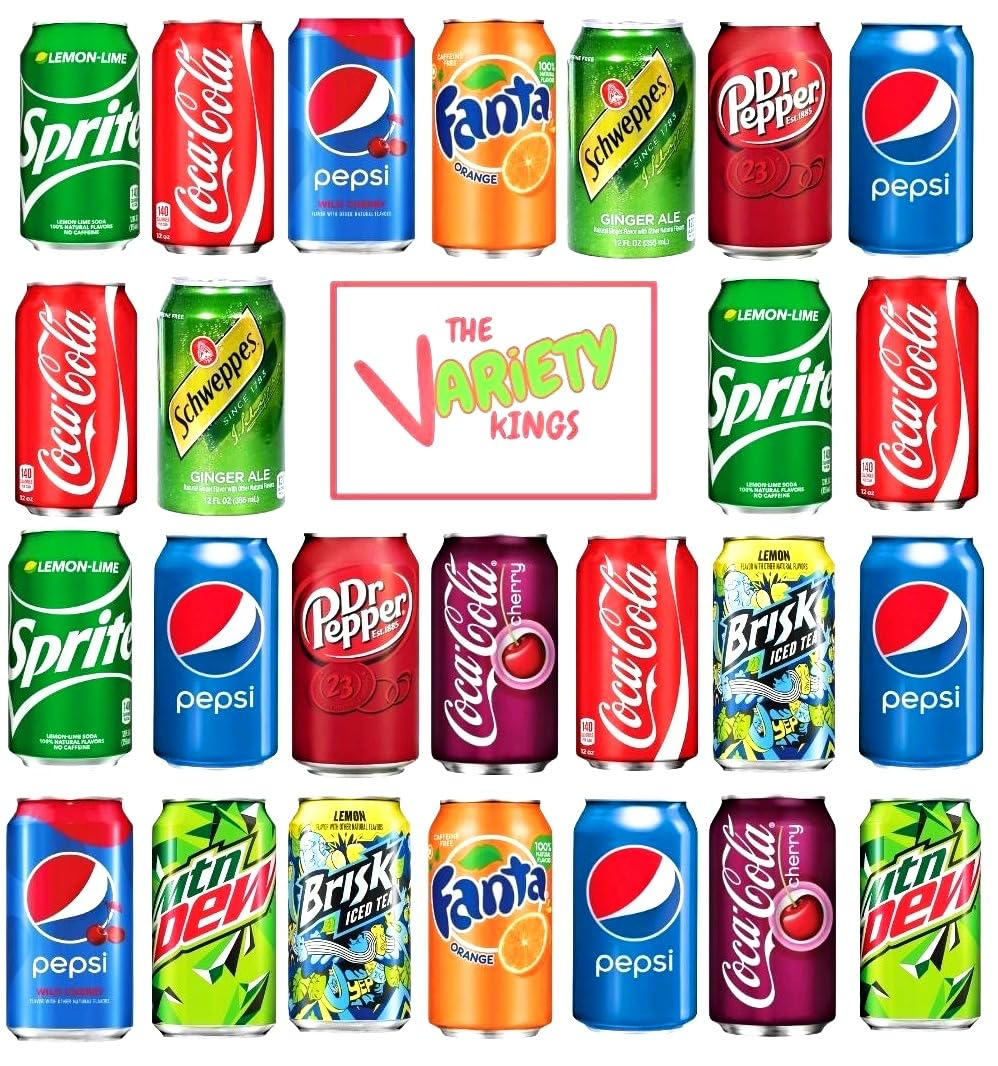 Buy (25 Pack) - Soda Variety Pack | 10 Soda Can flavors | Cola, Cherry Cola, , Wild Cherry , Dr ...