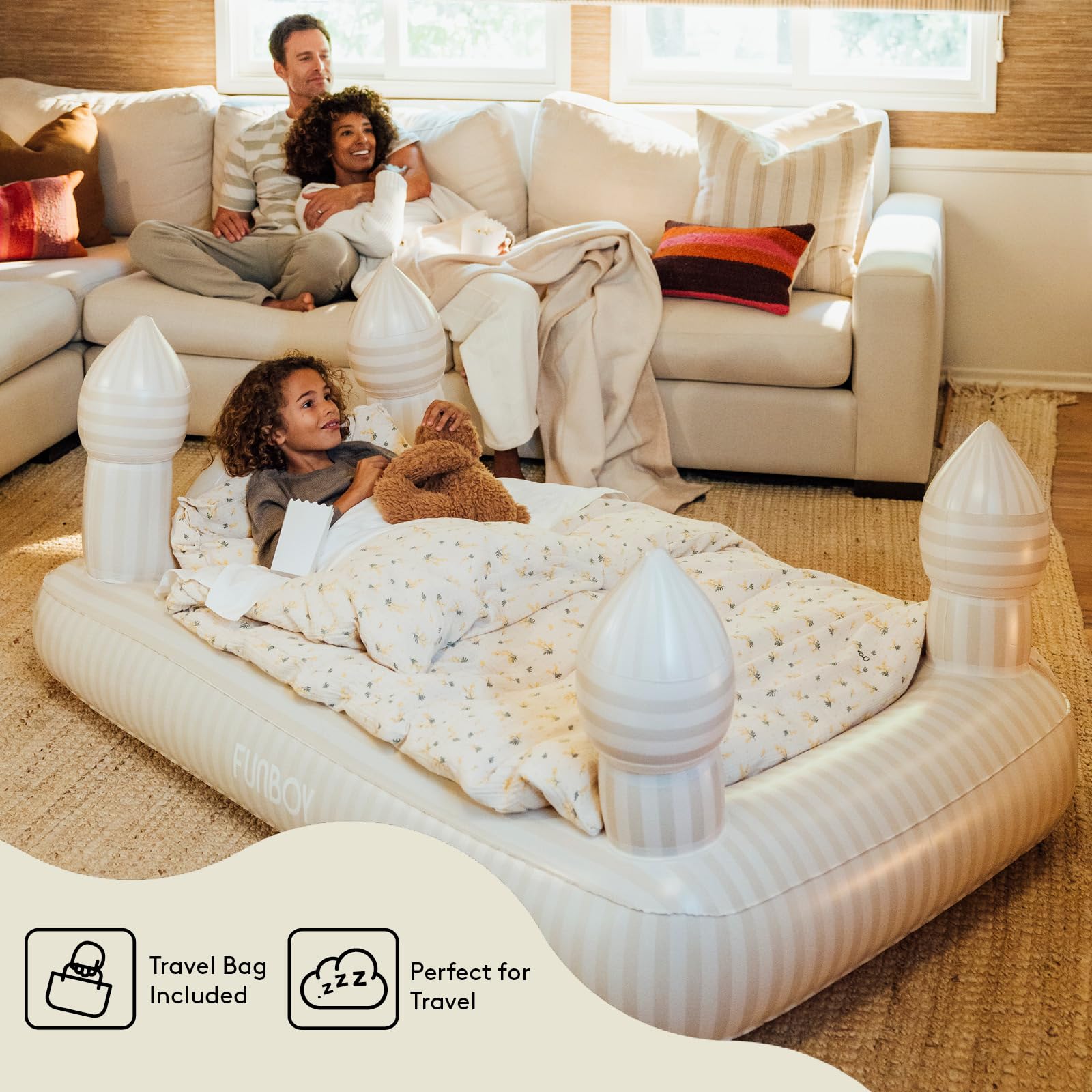 Snapklik.com : FUNBOY Kids Striped Castle Sleepover Travel Bed & Air ...