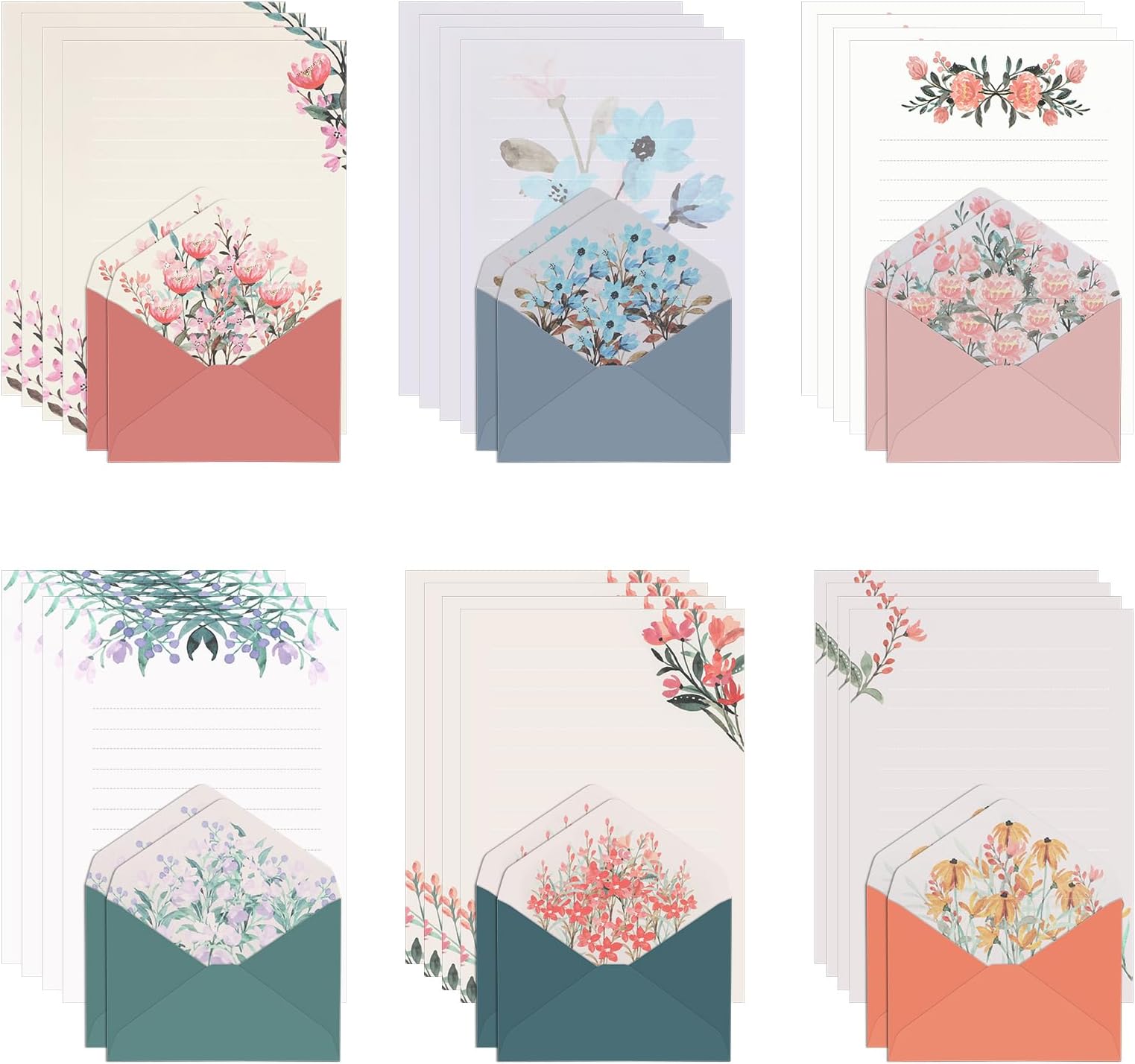 Amazon.com : Molain Floral Stationery Paper with Envelopes Set, 36Pcs ...