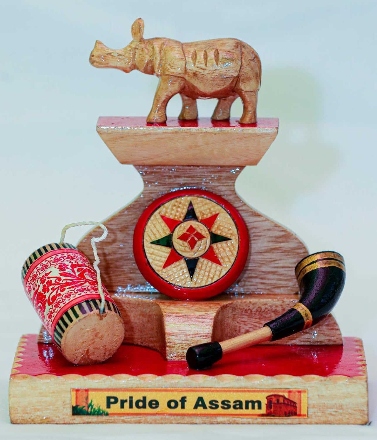Buy ASAMICA Colourful Assamese Bihu Set with Dhol Pepa Japi Rhino ...