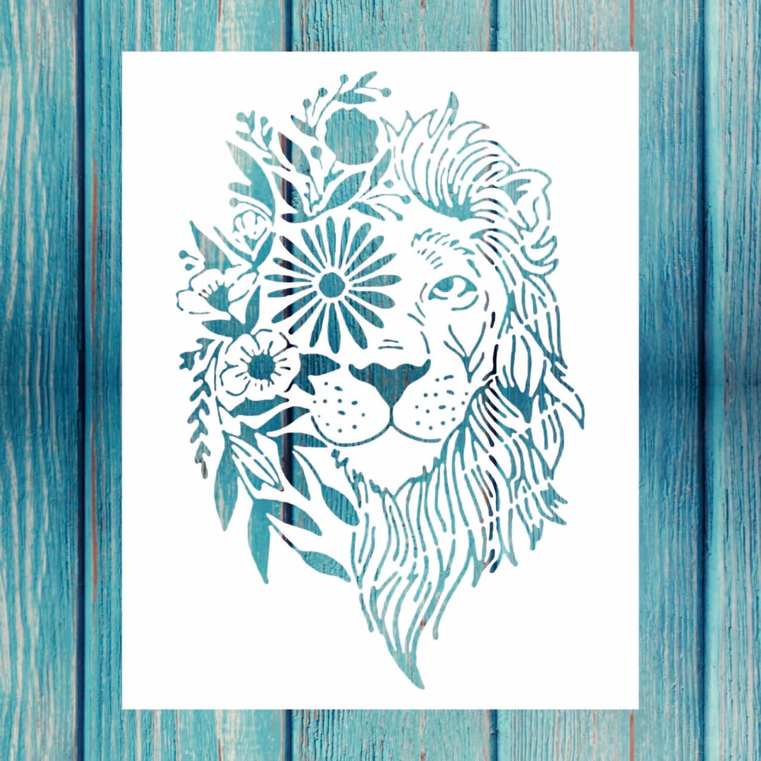 Amazon.com: DIY Lion Head Stencil Template 11 x 14 inch - Reusable ...