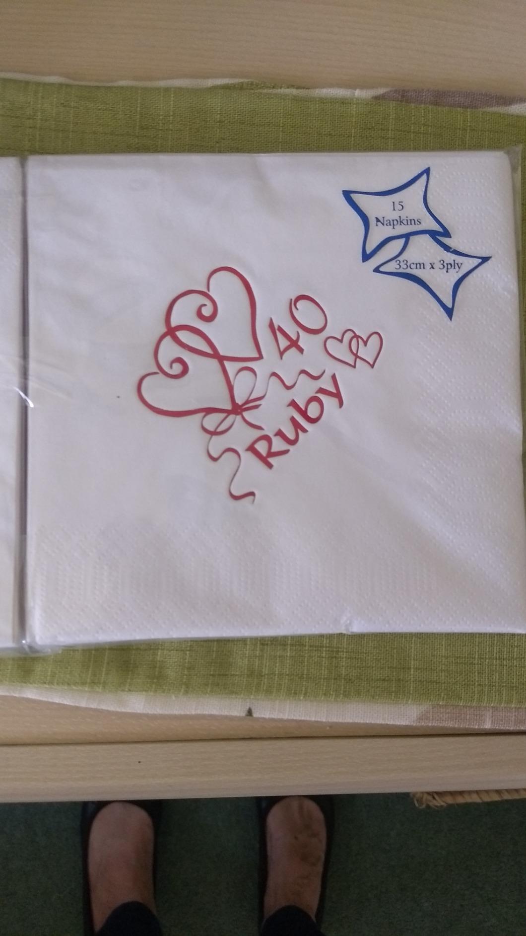 Ruby Wedding Anniversary 3 Ply Napkins - 40cm - Pack of 20. : Amazon.co ...