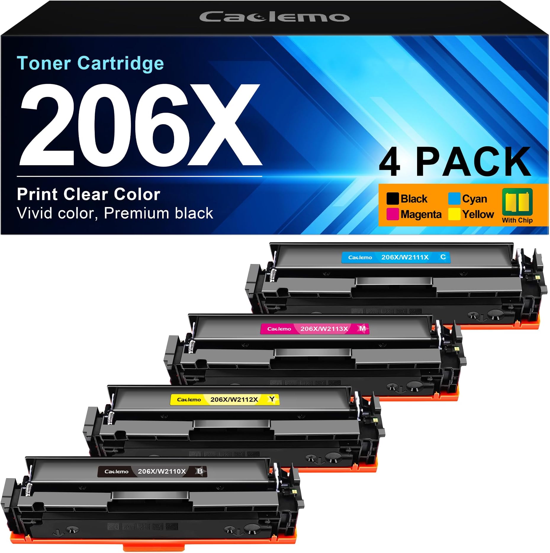 Amazon.com: Caclemo 206X Toner Cartridges 4 Pack High Yield 206A (with ...
