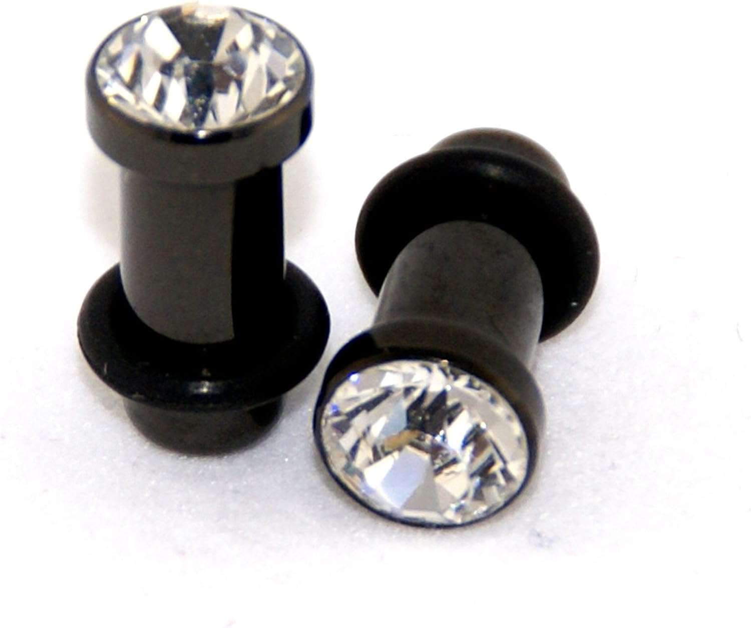 Amazon.com: MallGoodies 4G = 5mm Black Solid Clear Faceted Crystal Gem ...