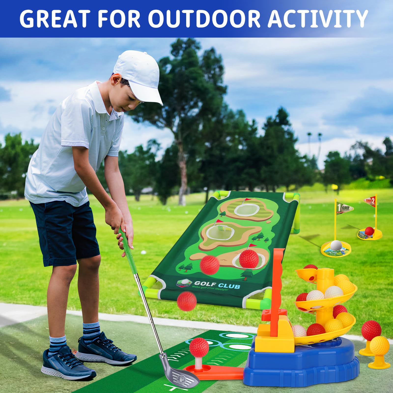 LZZAPJ Kids Golf Clubs 3-5, Toddler Golf Clubs Toy Set for Kids Age 5-7 ...