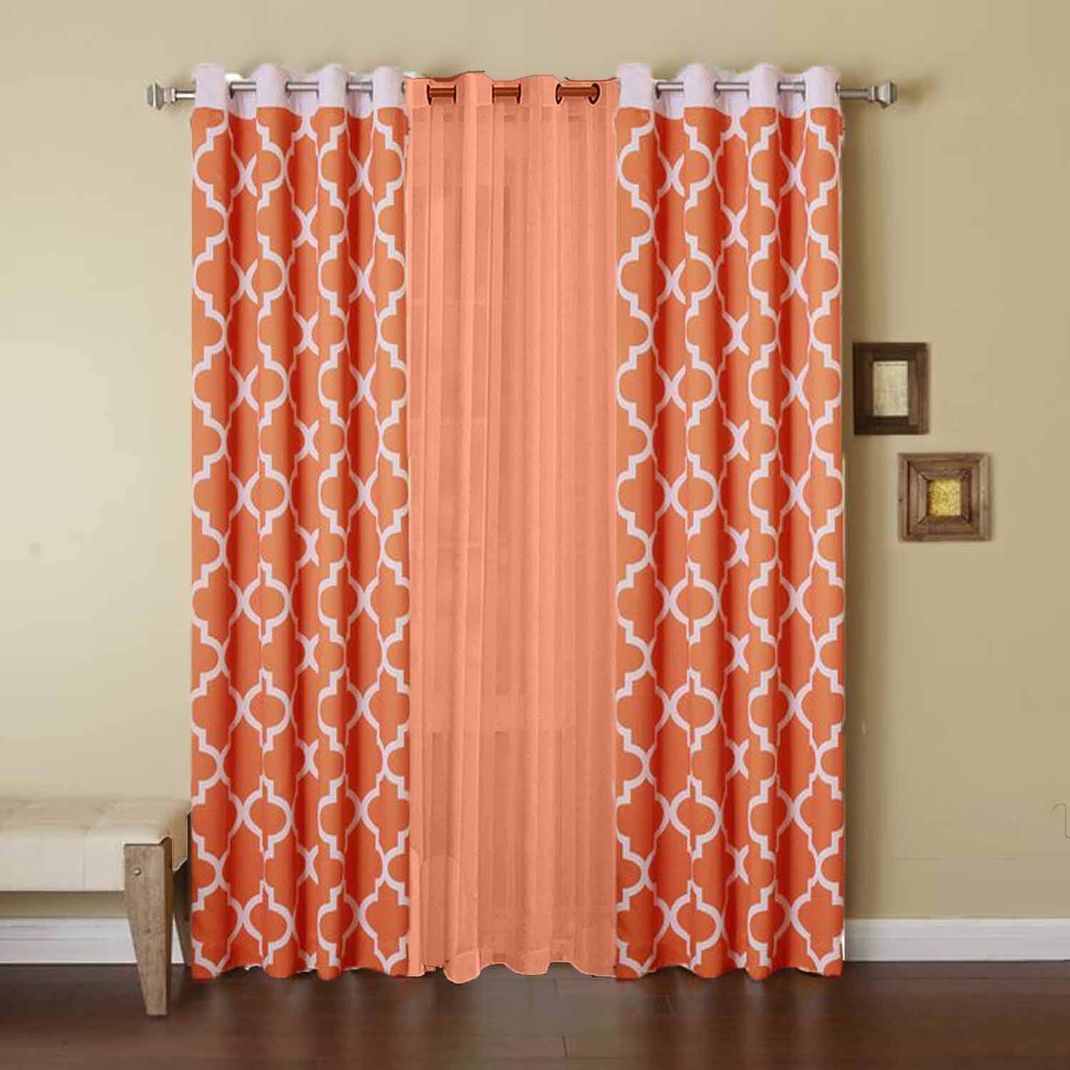 Burnt Orange Curtain Panel Mid Century Modern Curtains For, 44% OFF