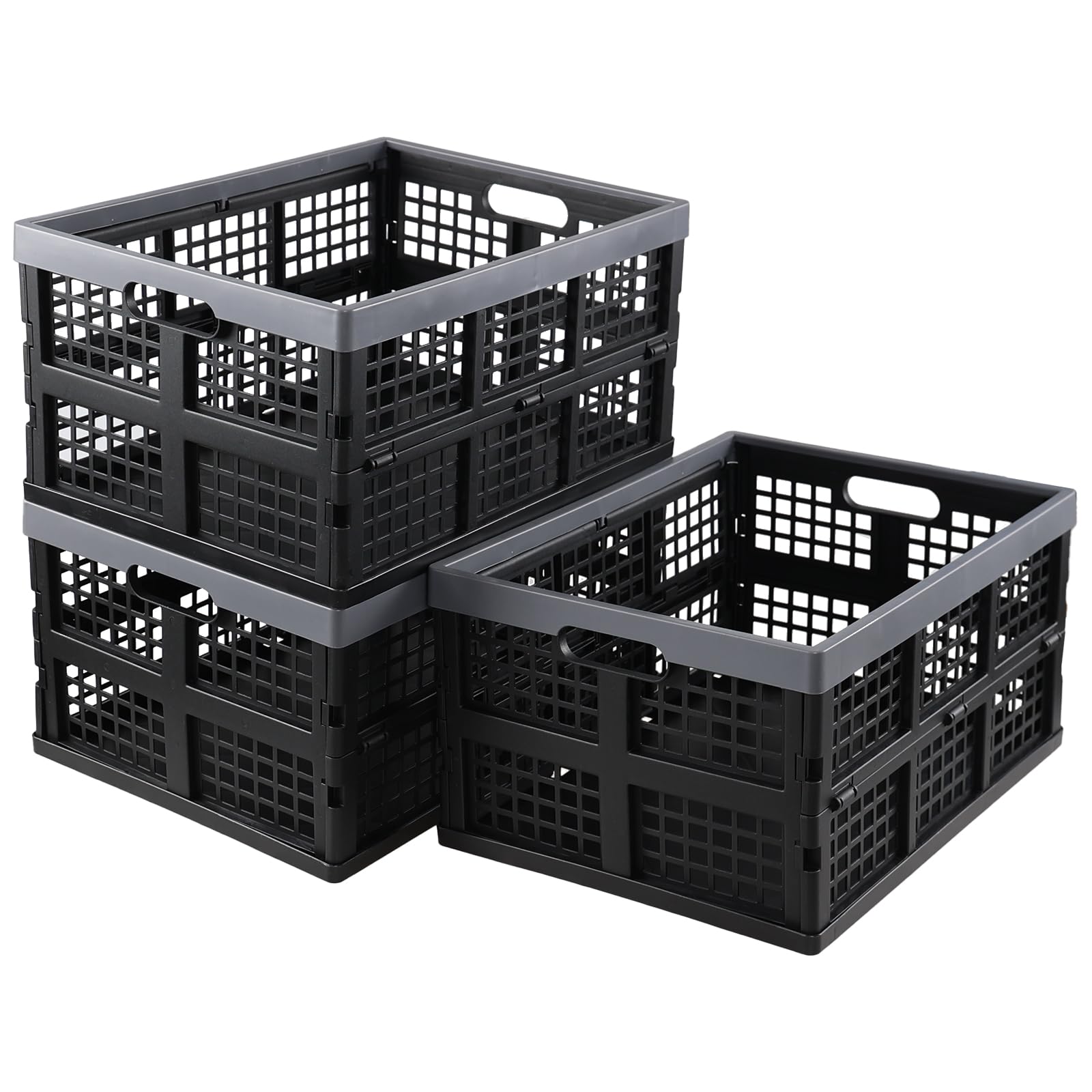 Amazon.com: Melontray 34 L 3 Packs Plastic Foldable Crate with Handle ...