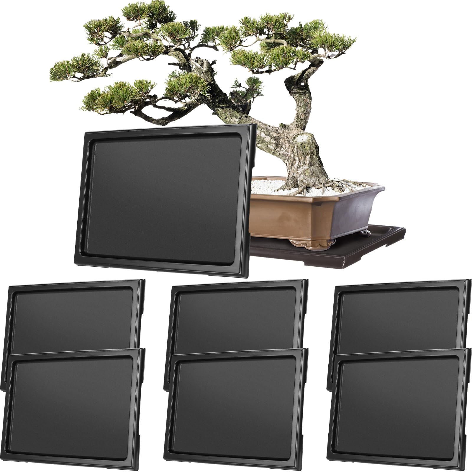 Snapklik.com : 6 Pieces Bonsai Humidity Tray, Dark Brown, 9.9 X 7 Inch ...
