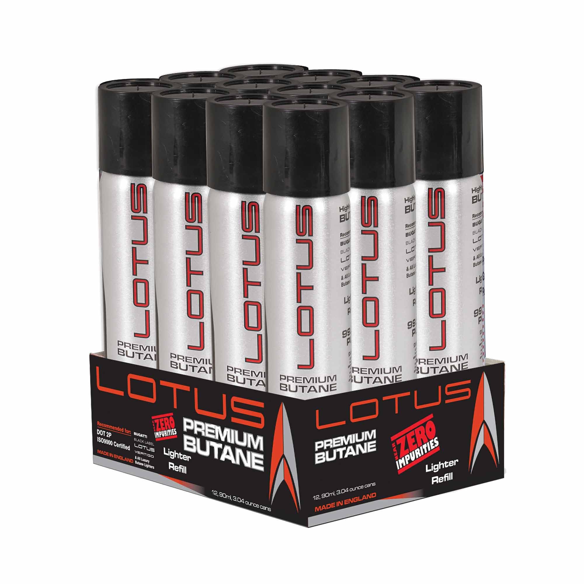 Amazon.com: Lotus 99.99% Pure 90 ml Butane Lighter Fuel Gas Refill 12 ...