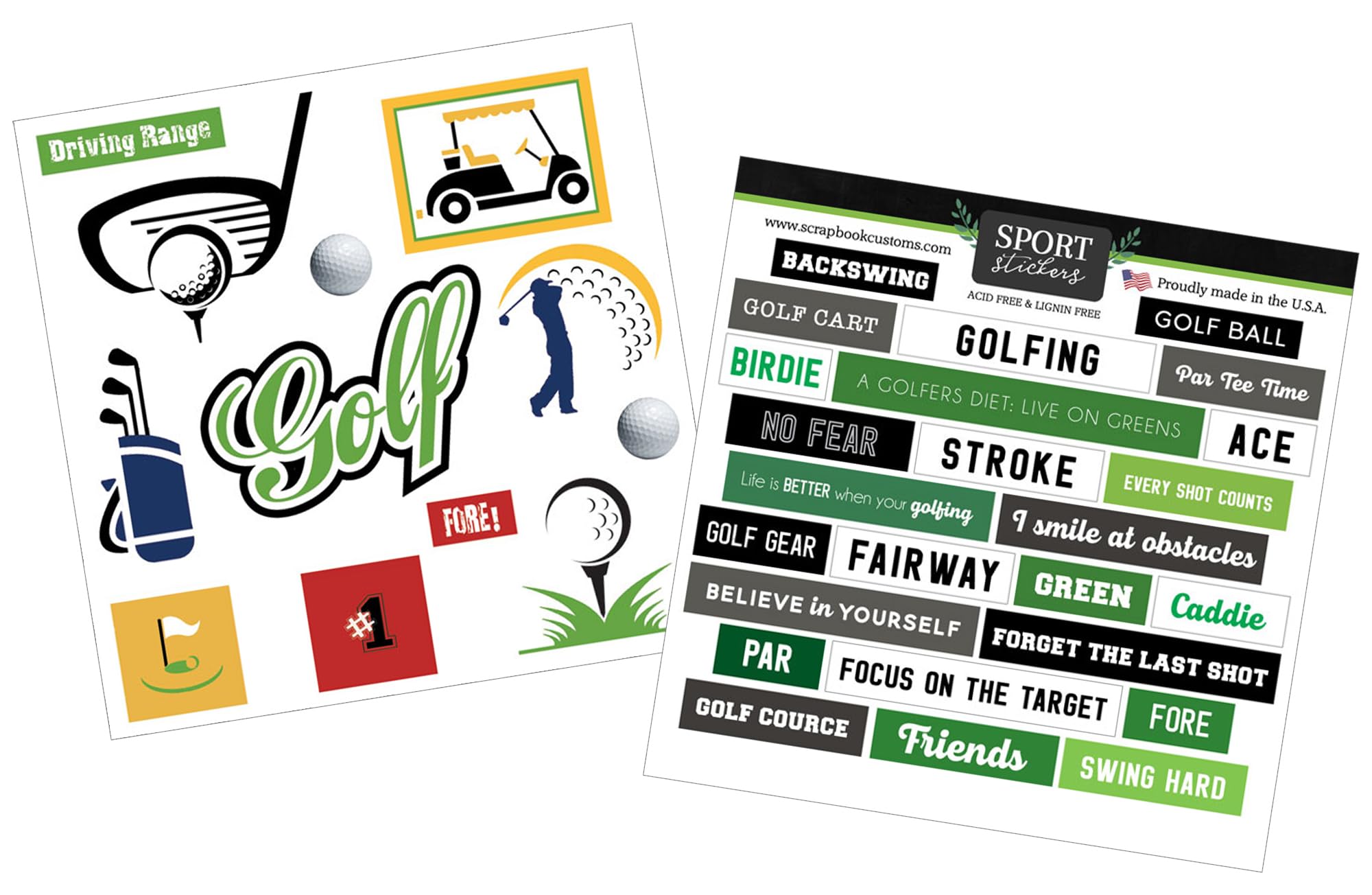 Amazon.com: Golf Stickers Sheets - Golf Scrapbook Stickers with Club ...