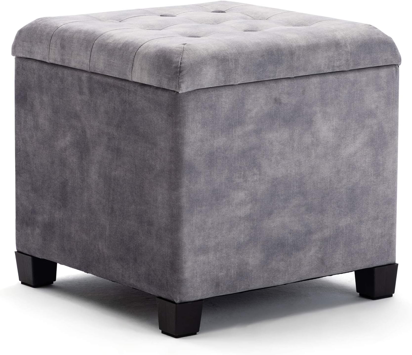 VonHaus Grey Stool with Storage Space - Round Box Ottoman Footstool ...