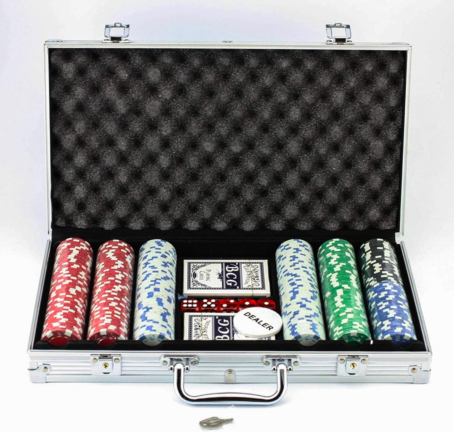 Tradeopia 300 Poker Chips Set with Aluminium Storage Case, Included Items - 1 Dealer Chip, 2 ...