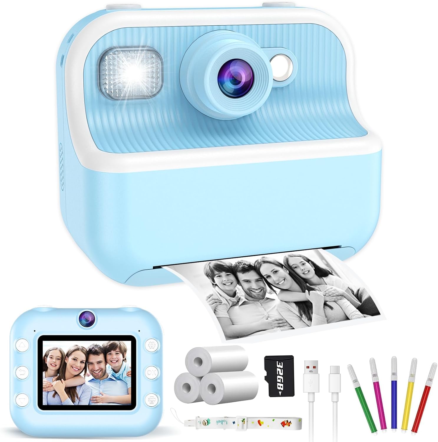 Amazon.com: Instant Print Camera for Kids, 1080P Kids Instant Cameras ...