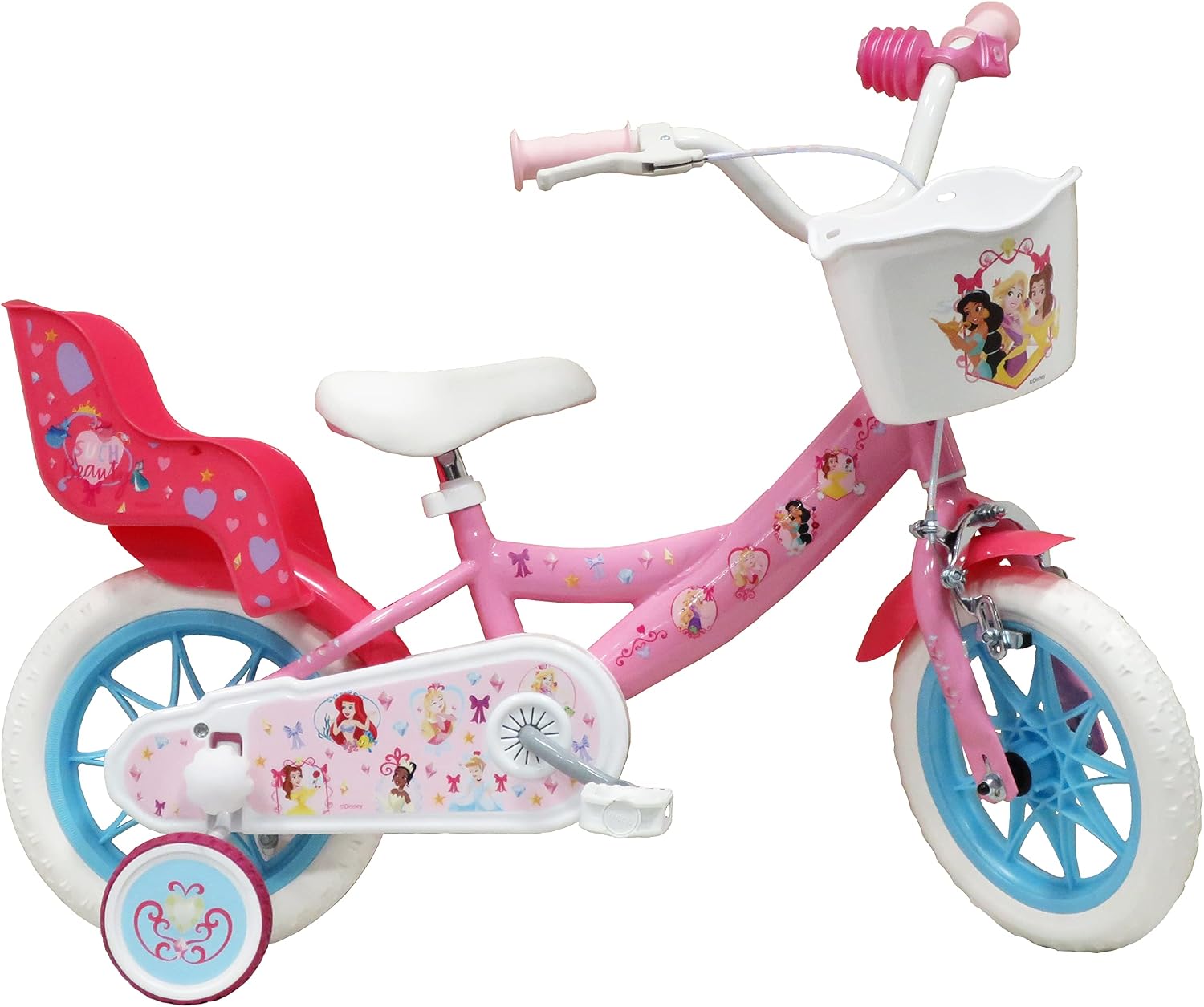 Disney Vélo Enfant 12' Princess équipé de 1 Frein, Panier Avant, Porte ...