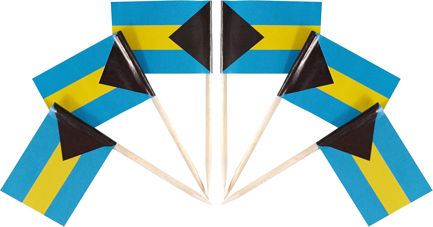 Amazon.com | QQSD Bahamas Toothpick Flag Bahamian Small Mini Cupcake ...