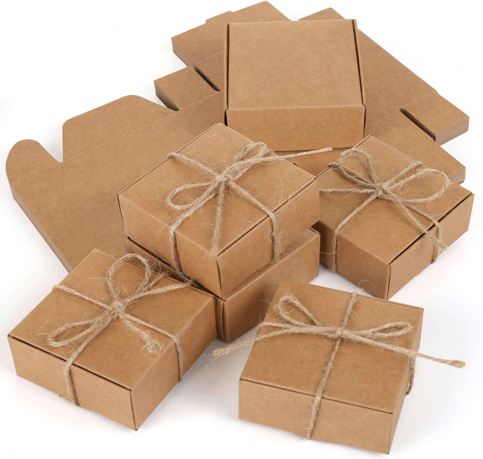 NBEADS 24 Pcs Kraft Brown Square Cardboard Jewelry Ring Boxes Paper ...