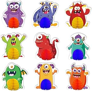 Amazon.com: 9 Pcs Monster Honeycomb Centerpieces Little Monster Party ...