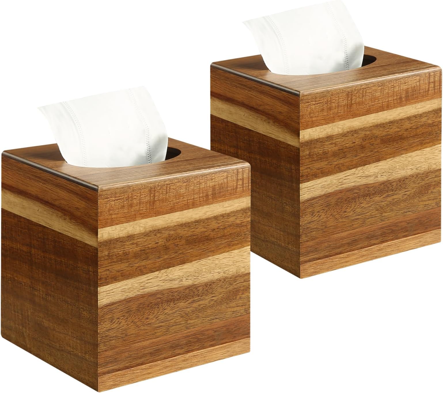 Amazon.com: 2-Pack Wooden Square Tissue Box Cover for Crafts (5.1x5.1x6 ...