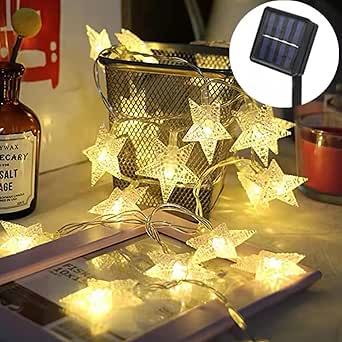 Outdoor Solar Star String Lights, 5 Meters 20LED Multi-Color Flashing ...