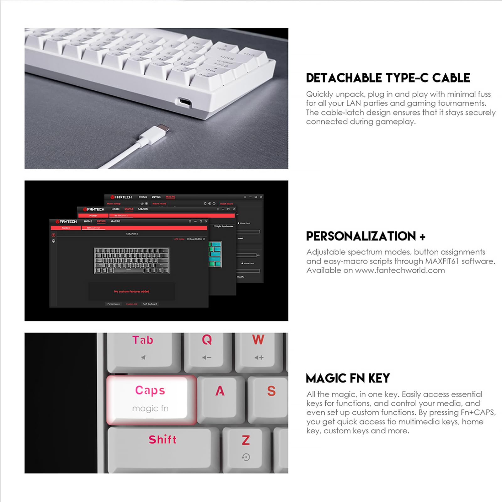 Snapklik.com : FANTECH MAXFIT61 RGB Wired 60% Mechanical Keyboard