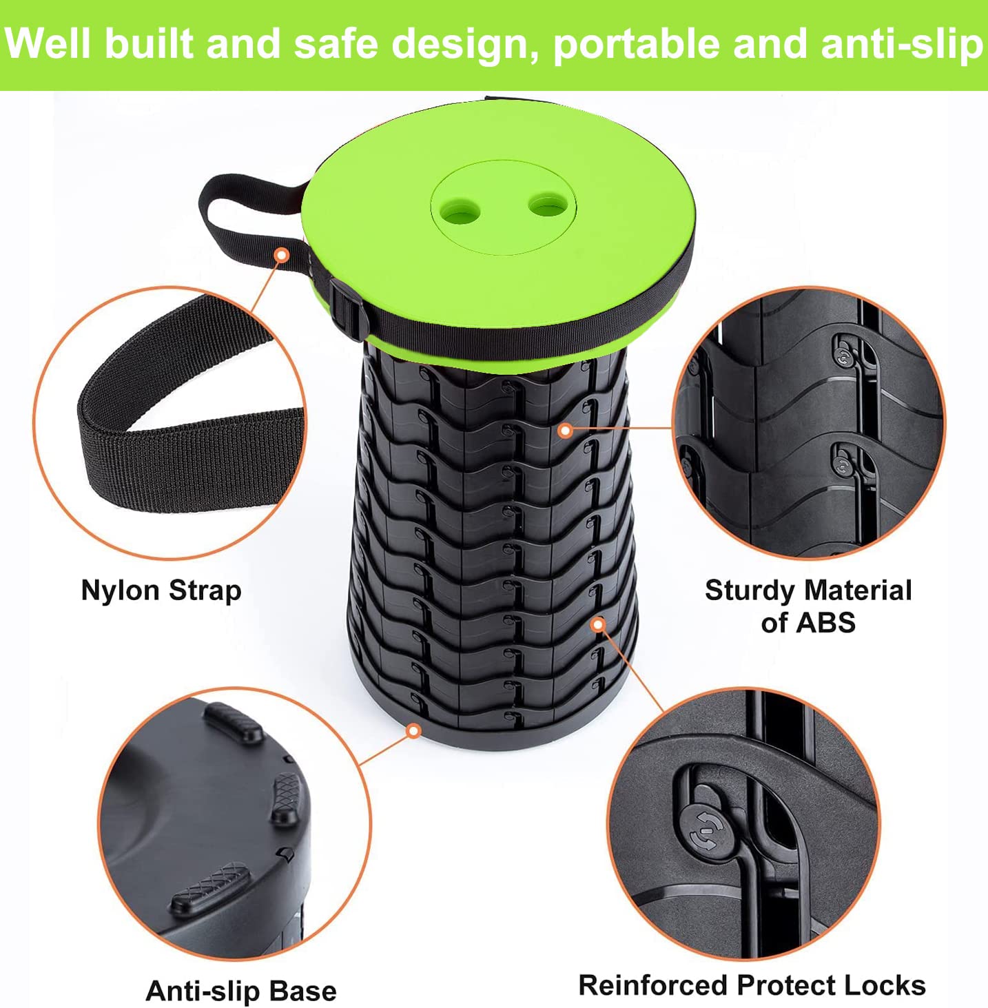 Snapklik.com : Upgraded Collapsible Stool, 400lbs Max Weight ...