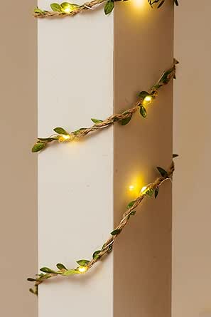 40 LED Micro Rope Leaf Fairy String Light – Warm White Battery Powered ...