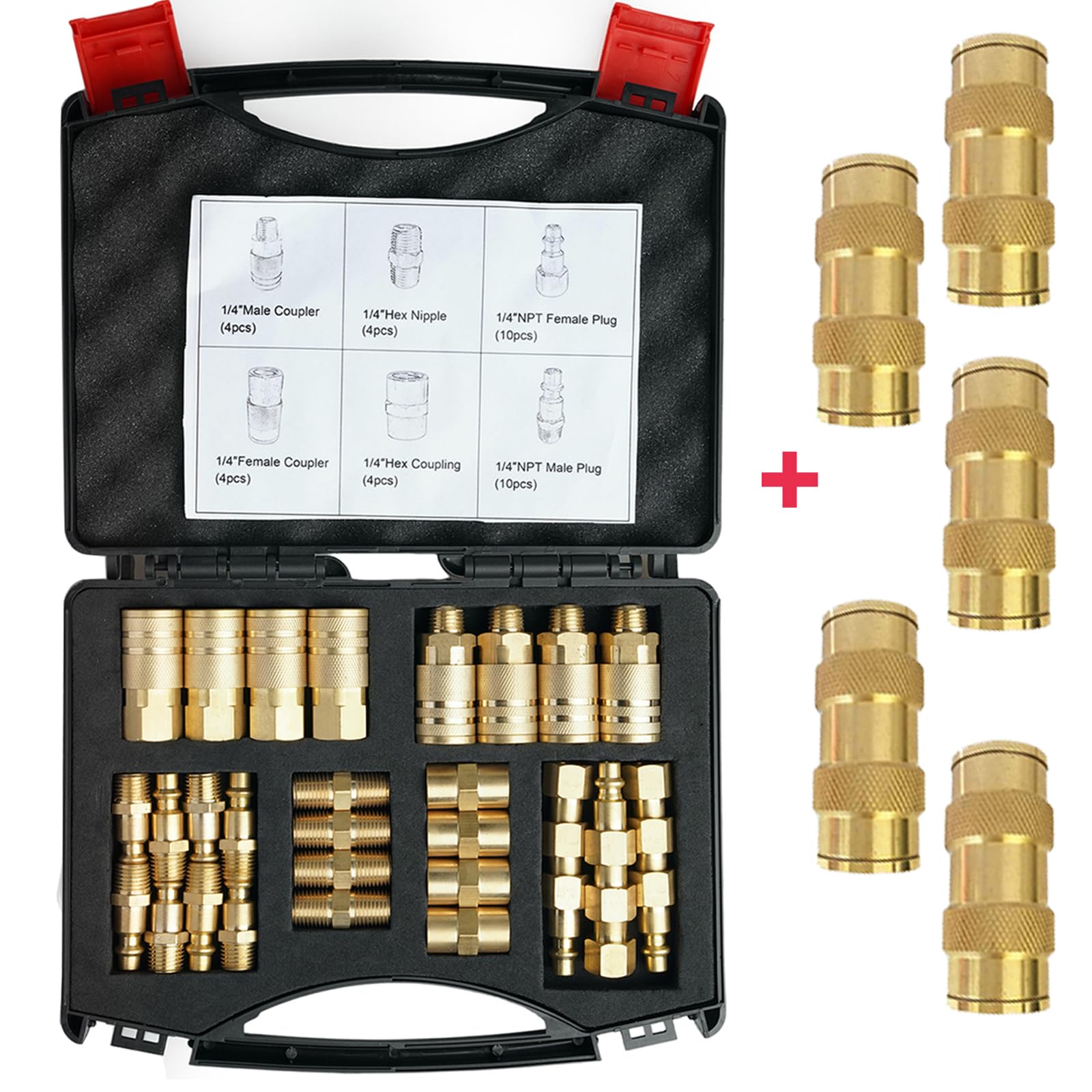 TL TOOLEGIN Air Hose Fittings 1/4" Air Coupler & Plug Kit,36 Pieces ...