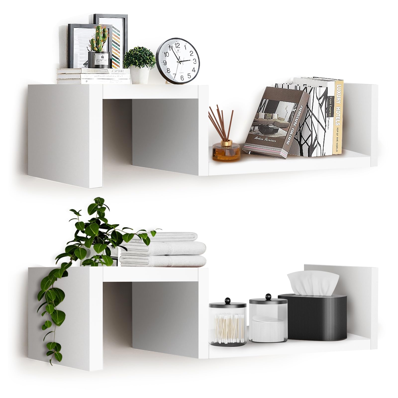 NEWHEY Kit 2 Repisas Flotantes 58x12 cm,Repisas Flotantes de Pared ...