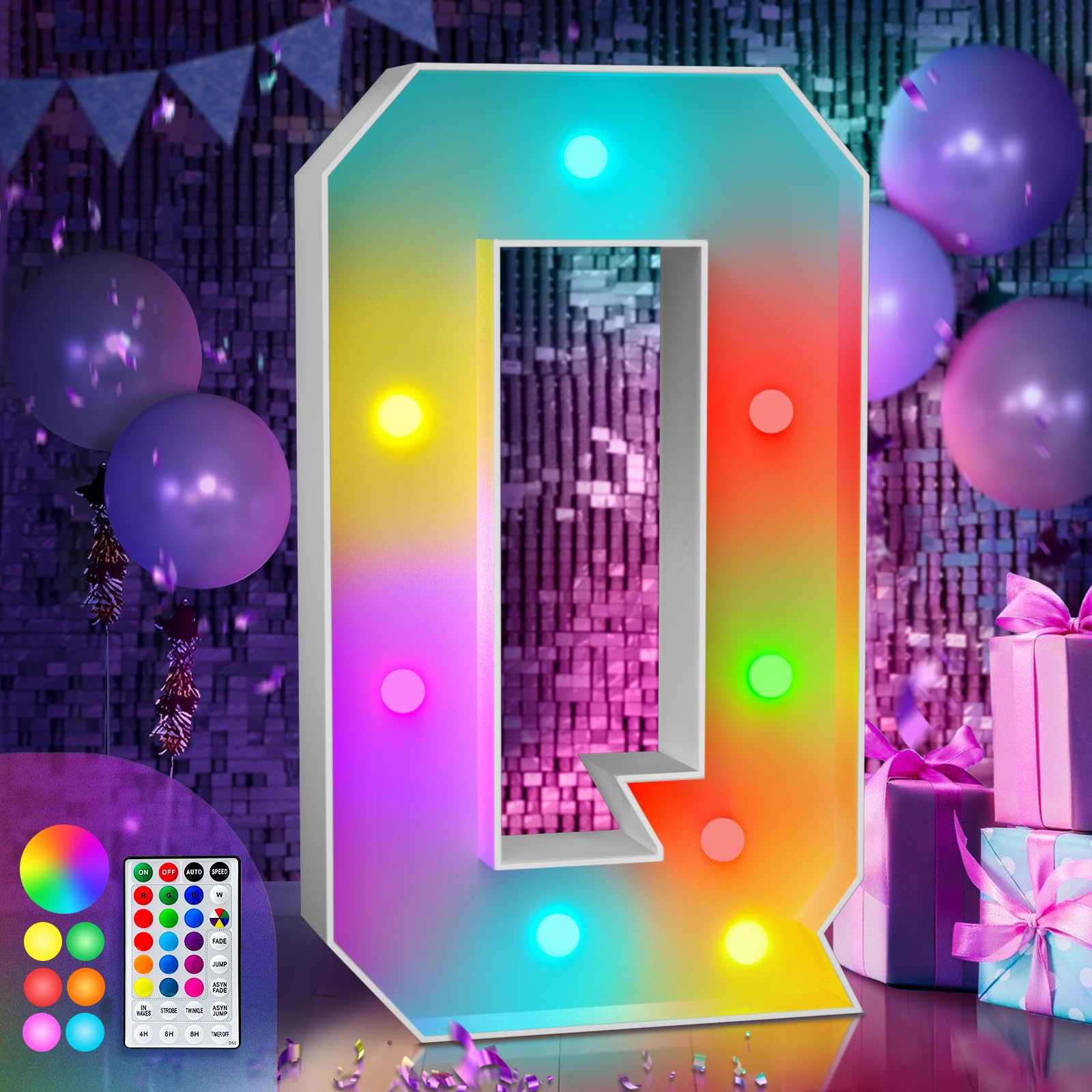 Snapklik.com : Imprsv 3FT Colorful Marquee Light Up Letters Q, 18 ...