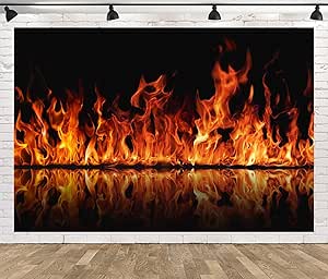 Amazon.com : CORFOTO Burning Fire Flames Backdrop Fabric 6x4ft Barbecue ...