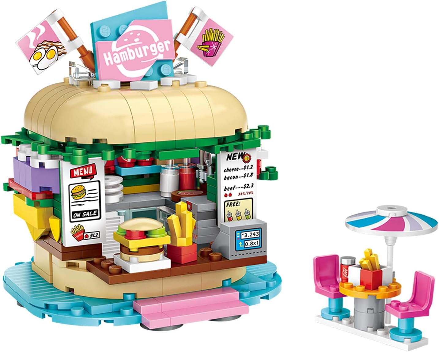 Amazon.com: Oasiland Burger Shop - Mini Blocks Building Sets (443pcs ...