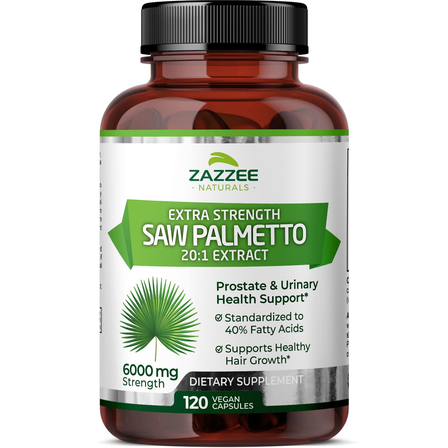 Amazon.com: Zazzee Extra Strength Saw Palmetto 20:1 Extract, 6000 mg ...