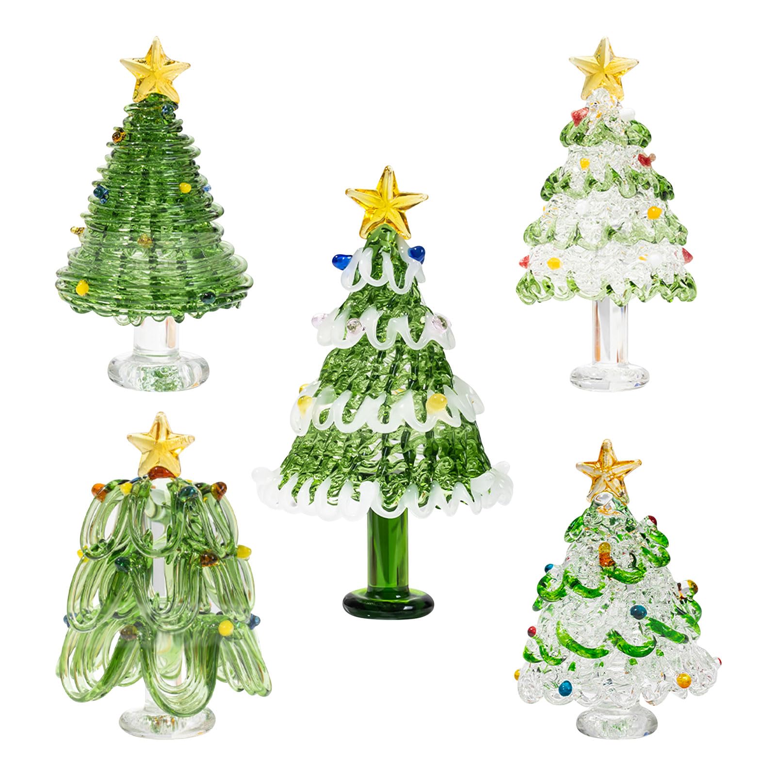 Amazon.com: SYWAN Mini Crystal Christmas Tree Figurine Collection, Hand ...