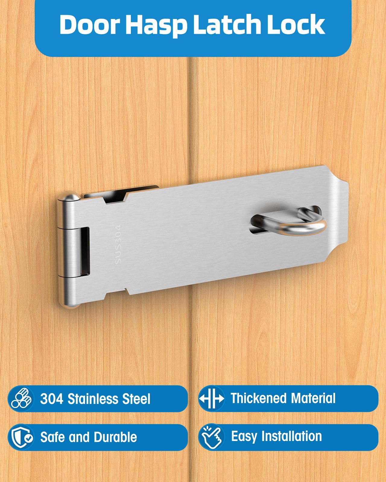 Snapklik.com : MeBantoo 5 Inch Door Hasp Lock Latch, 304 Stainless ...