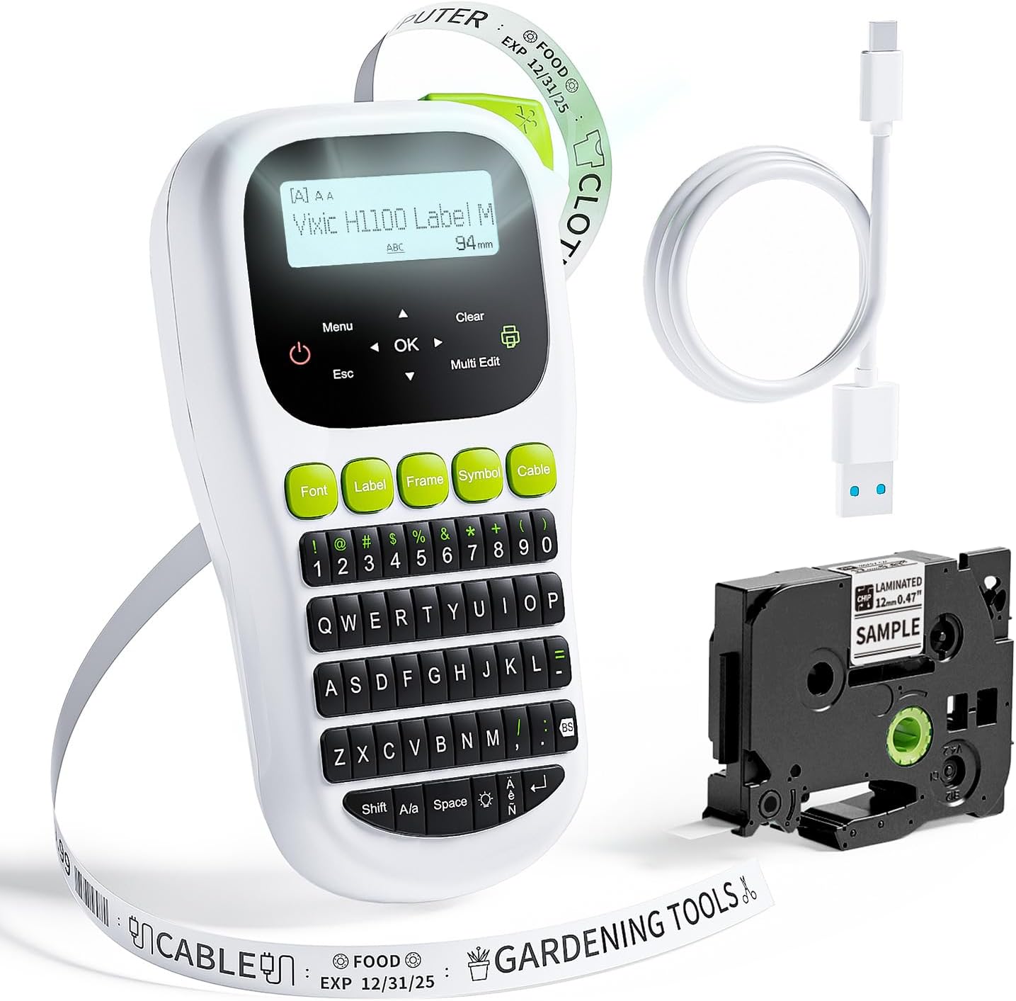 Label Maker Machine with-Tape, H1100 Handheld Label Maker Portable ...