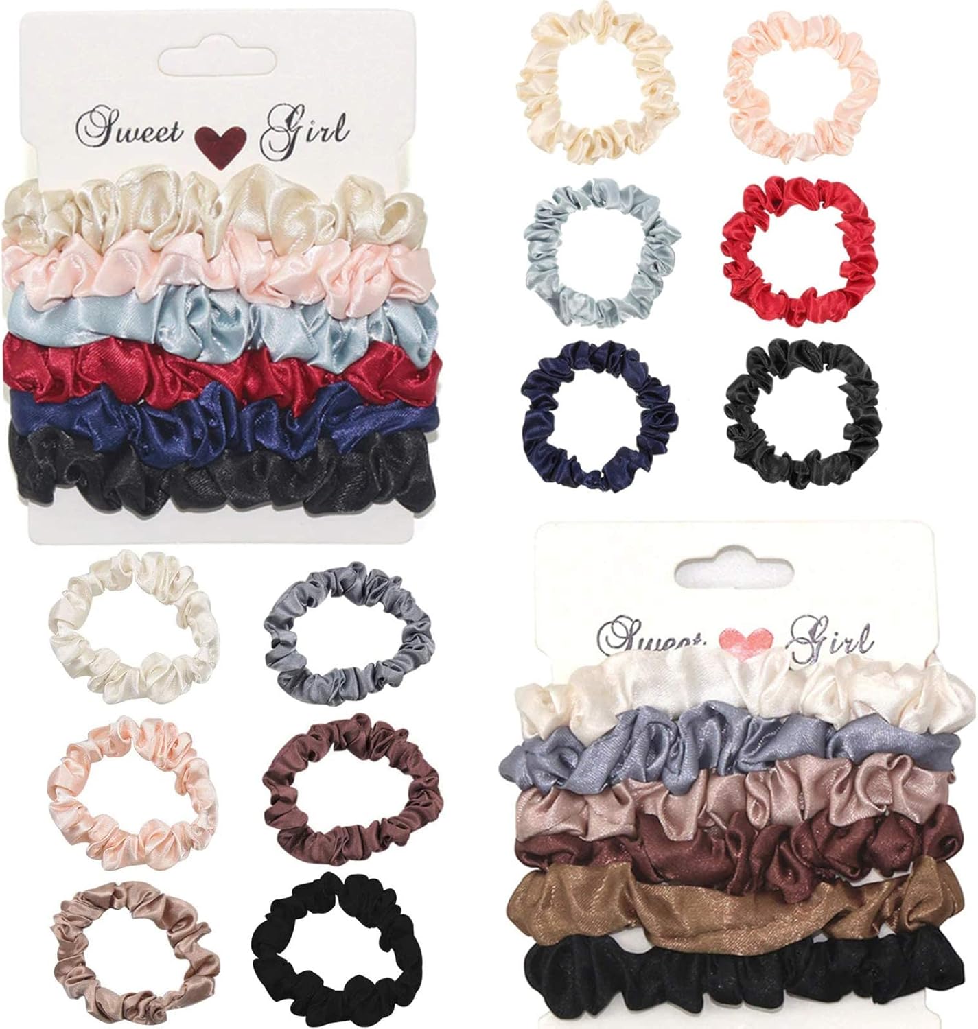 12Pcs Silk Hair Scrunchies, Satin Scrunchies Satin Hair Ties Elastic ...