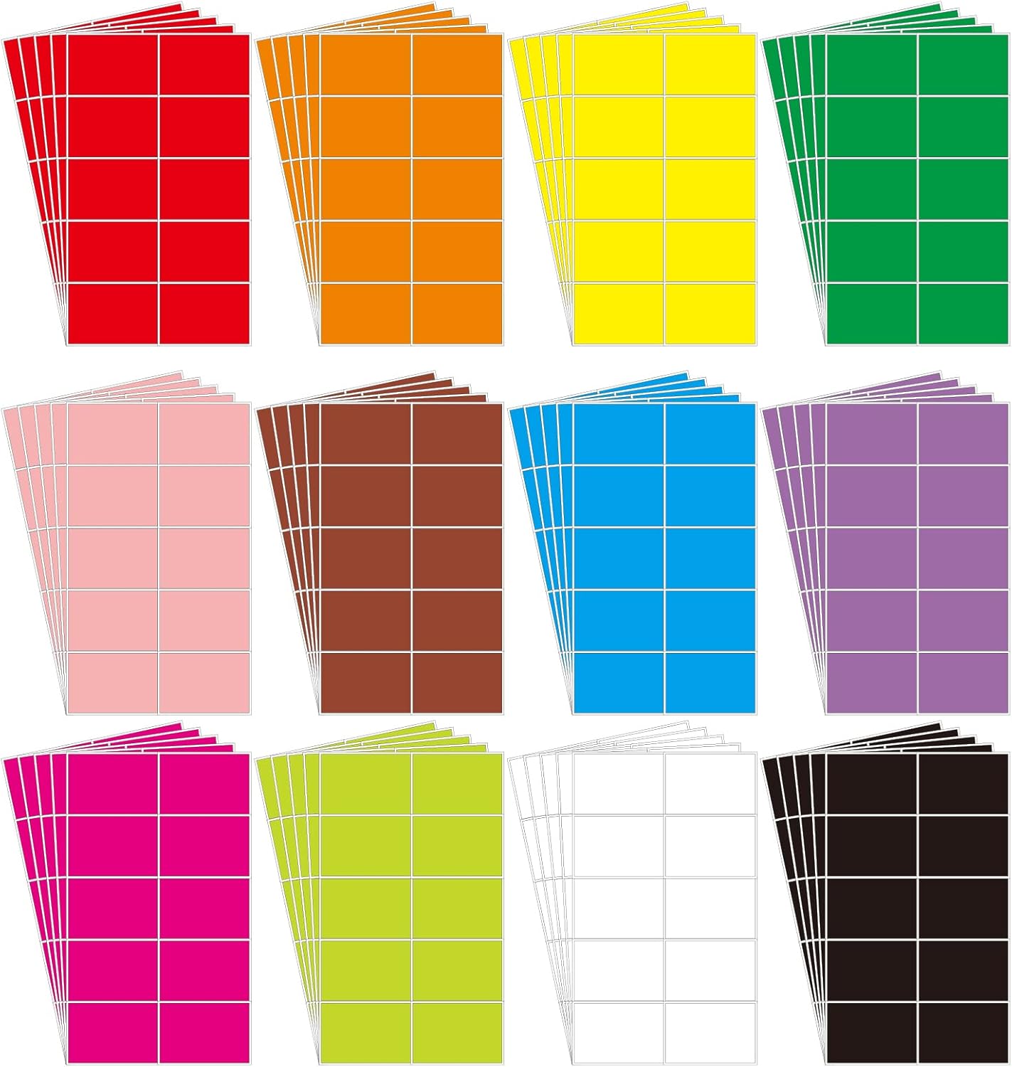 Amazon.com : 600 PCS Rectangular Colored Labels Stickers,12 Assorted ...