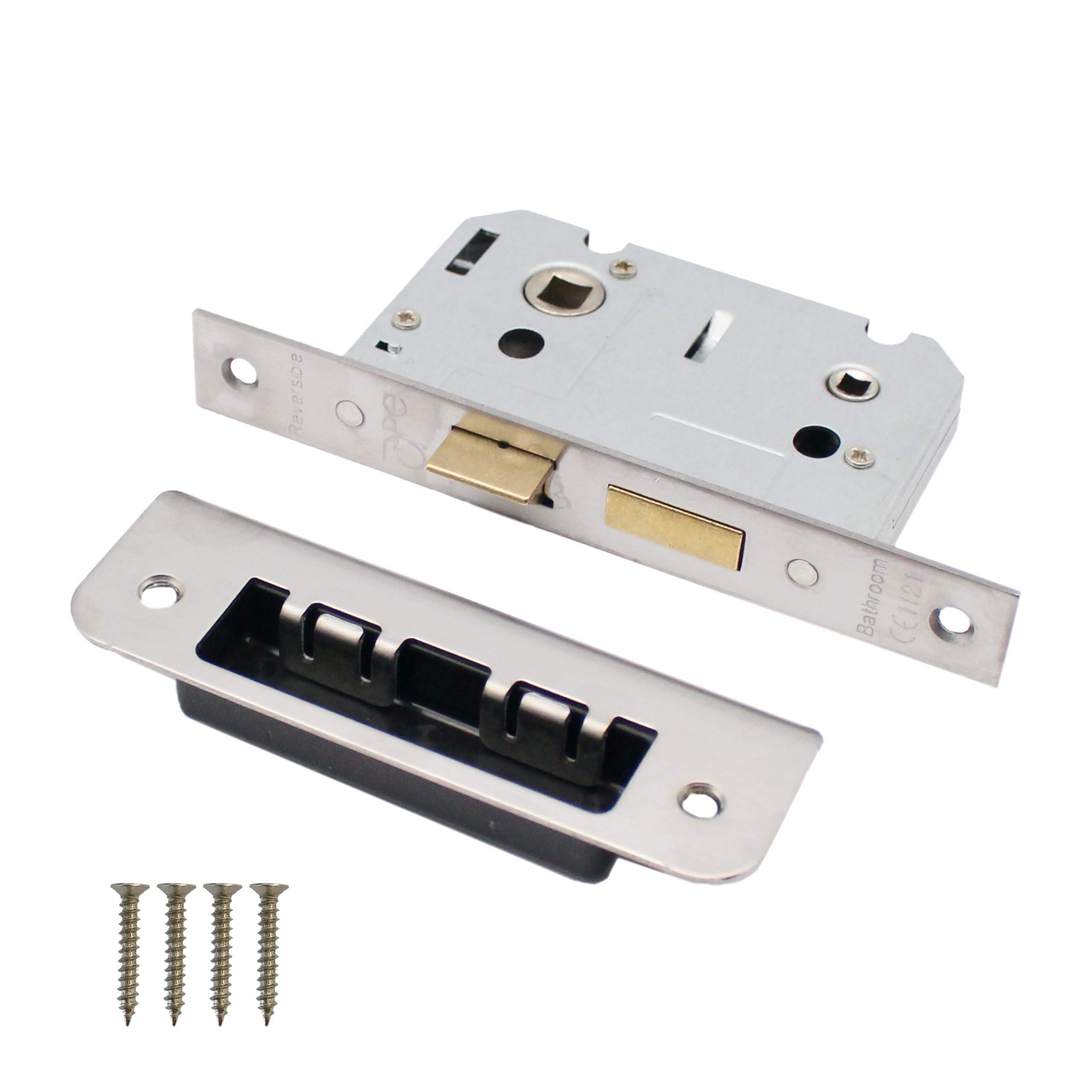 Buy Bathroom Mortice Door Lock Bolt Through | 64mm / 2.5 Inch | Satin ...
