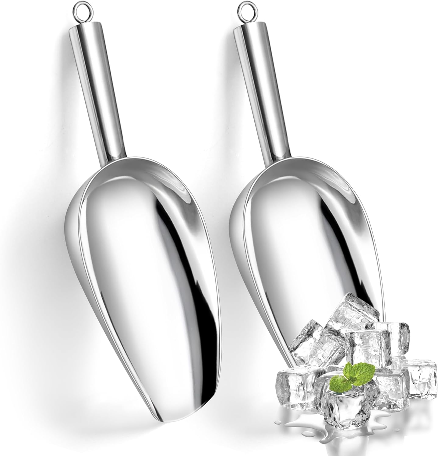 HaSteeL Small 3 Ounce Ice Scoop, Stainless Steel Food Scoop Set for ...