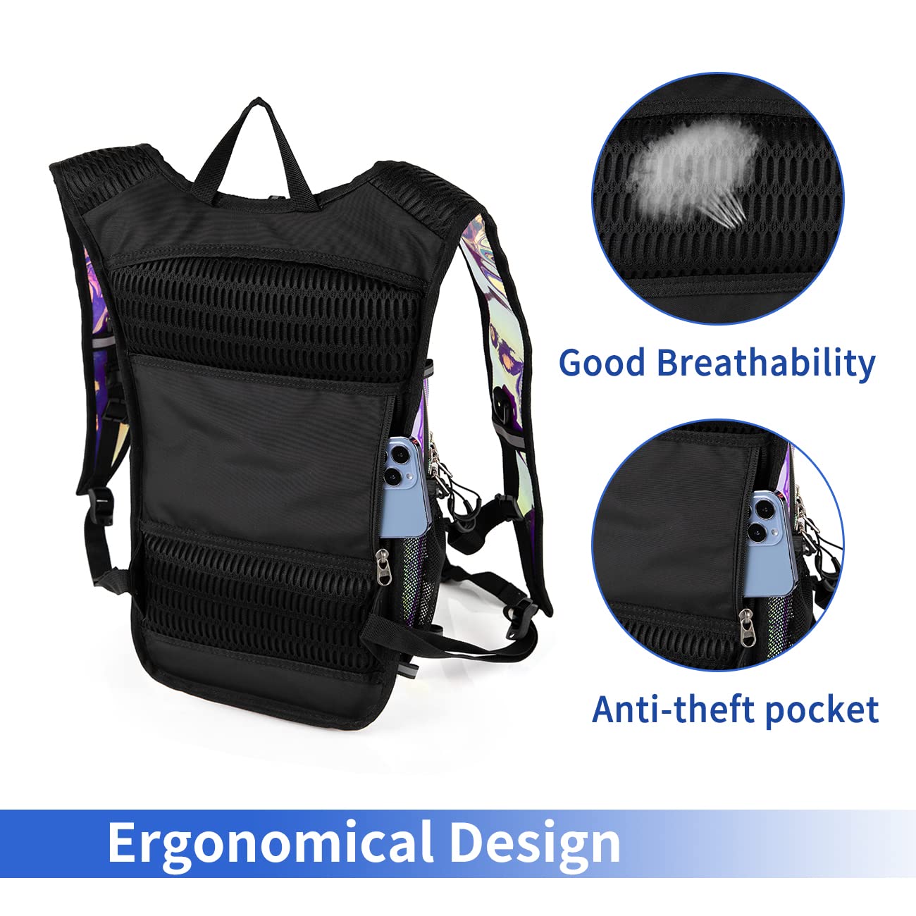 Festival Essentials Light-Up Hydration Backpack - 2L Water Bladder With ...