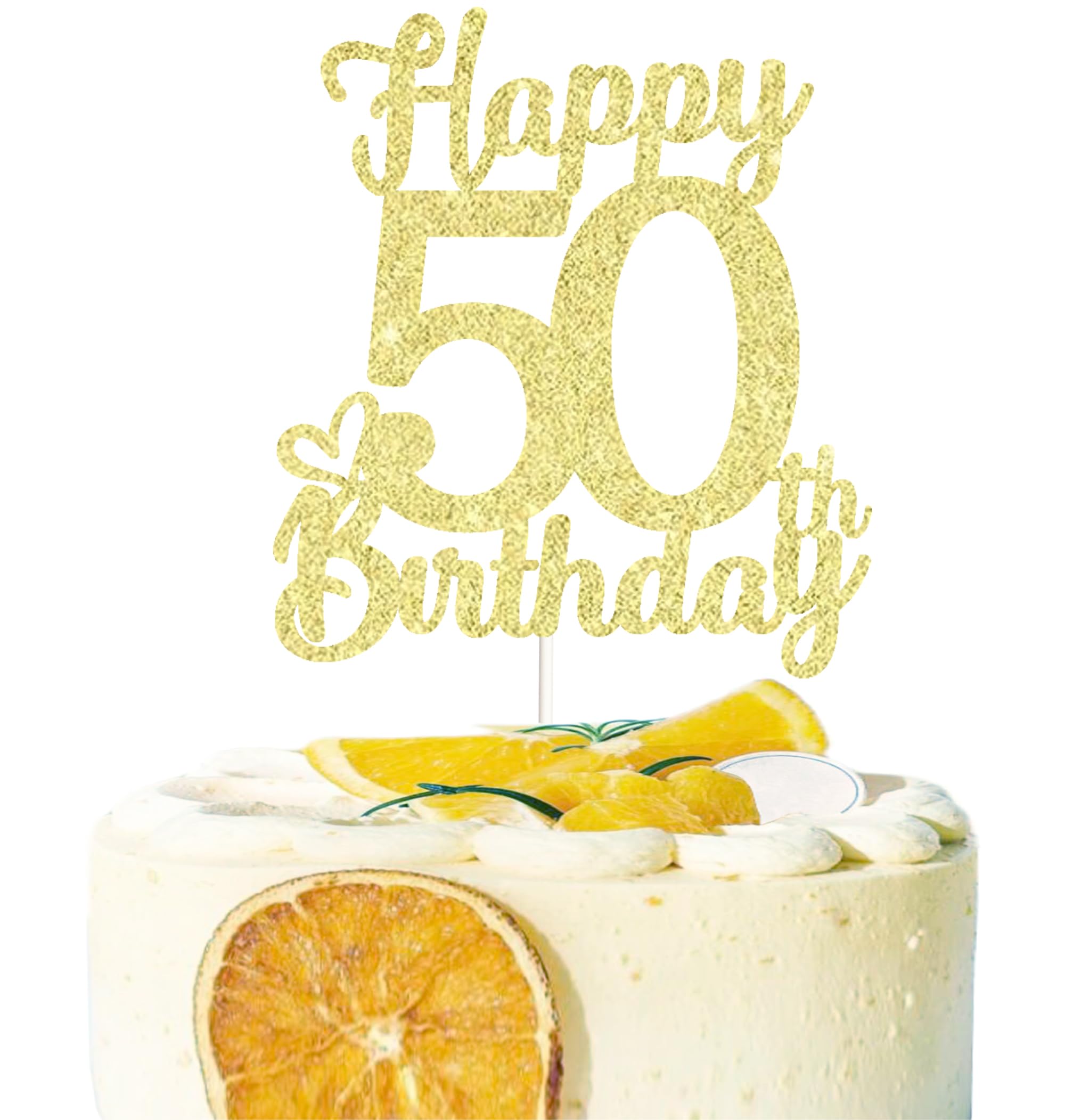 Snapklik.com : 50 Birthday Cake Toppers - Gold Glitter