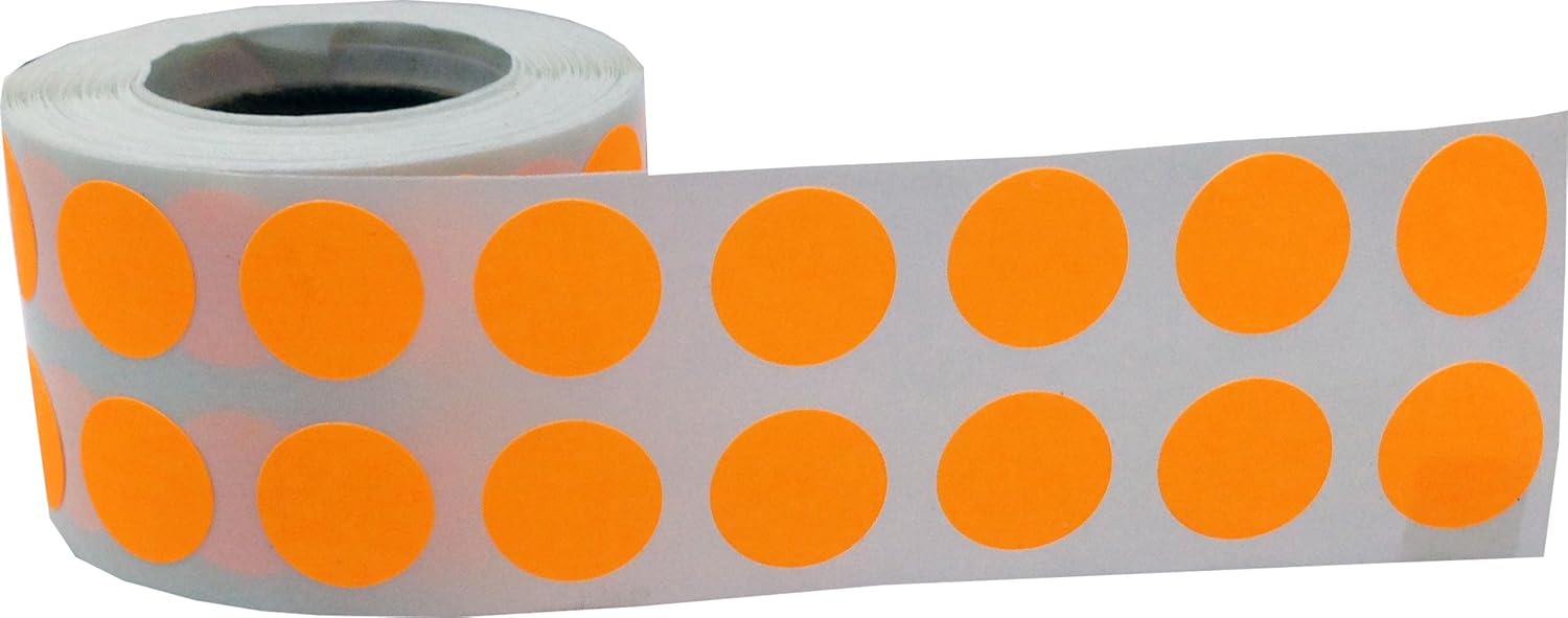 Fluorescent Orange Circle Stickers, 13 mm 1/2 Inch Dot Labels 1000 Pack ...
